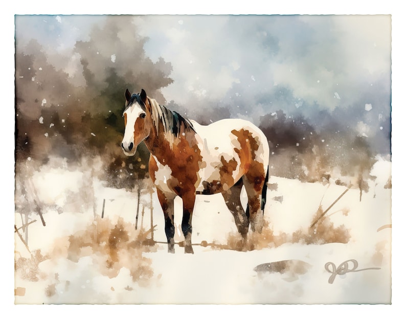 Pinto Horse Watercolor Print, Western Fine Art, Southwestern Painting ...