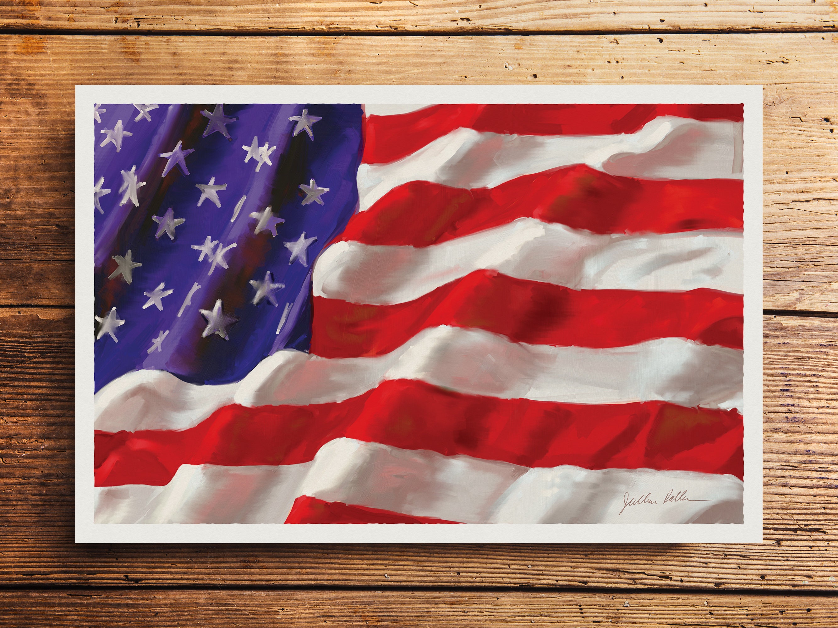American Flag Art Print for Men Patriotic Gift for Him Giclee Fine Art ...