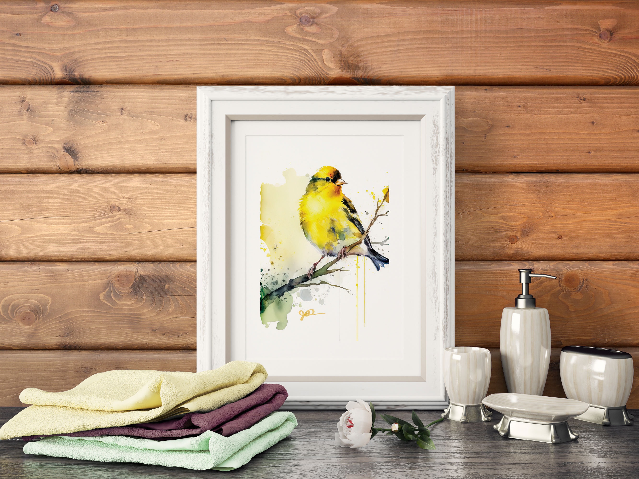 Goldfinch Watercolor Print Bird American Goldfinch Painting Audubon ...
