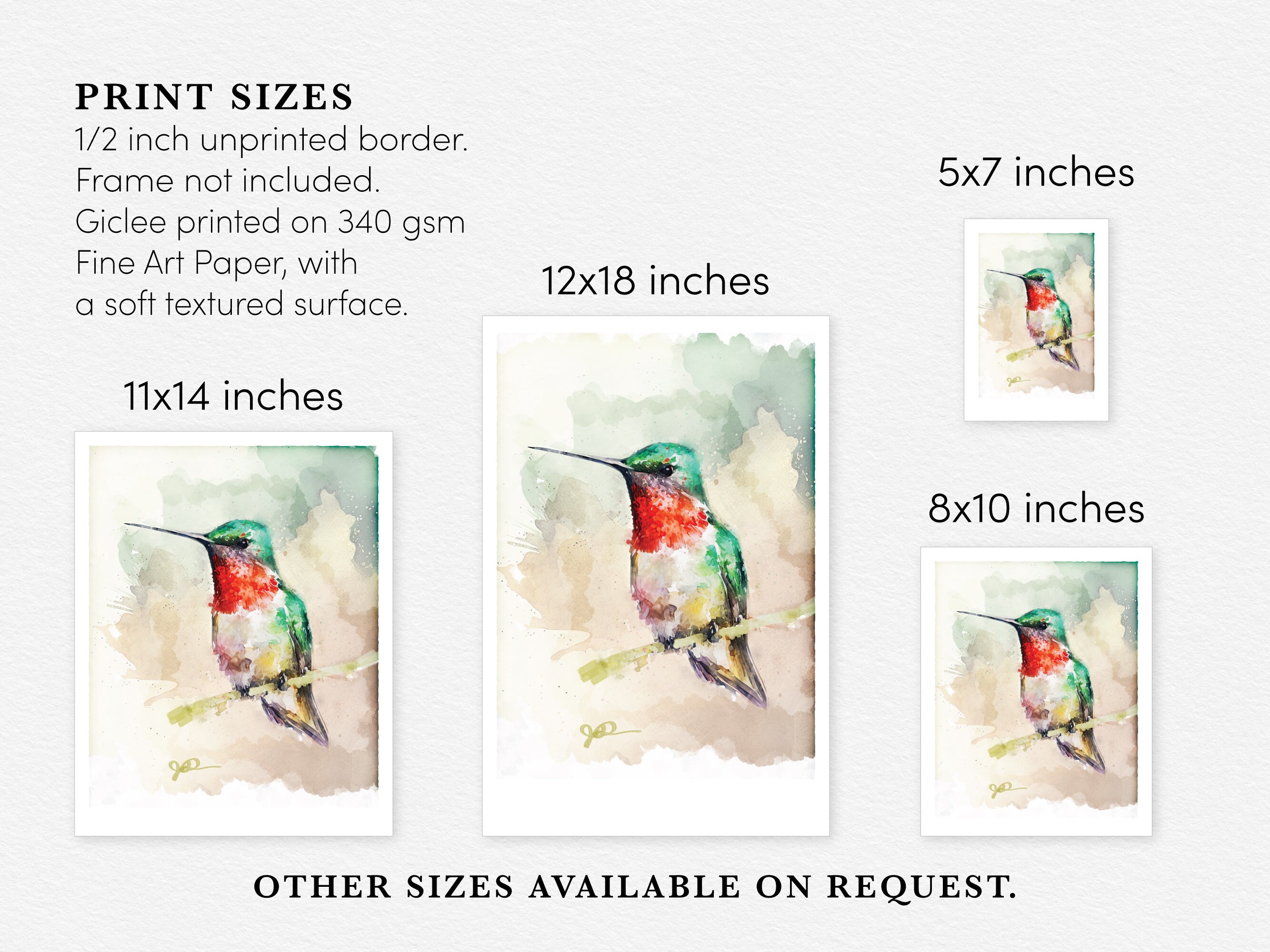 Hummingbird Watercolor Print Bird Ruby Throated Hummingbird Painting ...
