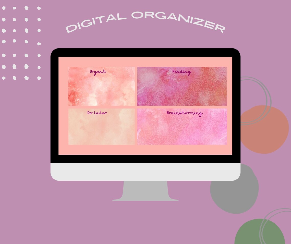 Desktop Organizer Wallpaper Watercolour Pastel Desktop | Etsy