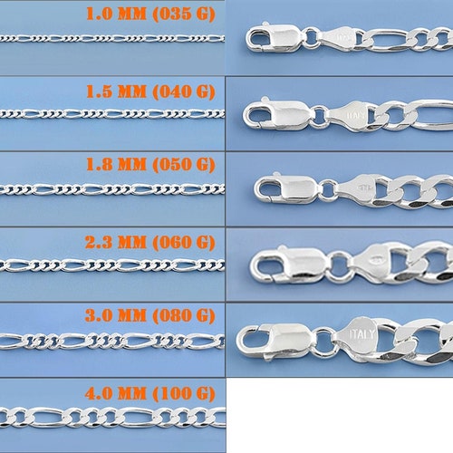 ITALY 925 SOLID Sterling Silver FIGARO Chain Necklace or - Etsy