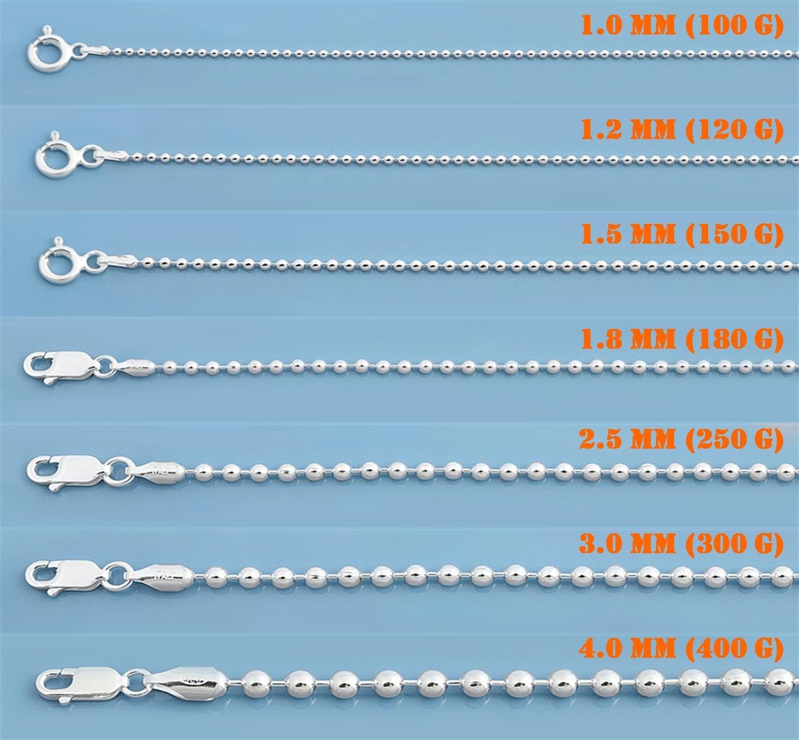 925 Sterling Silver Round Beads Chain Silver Beads Chain - Etsy