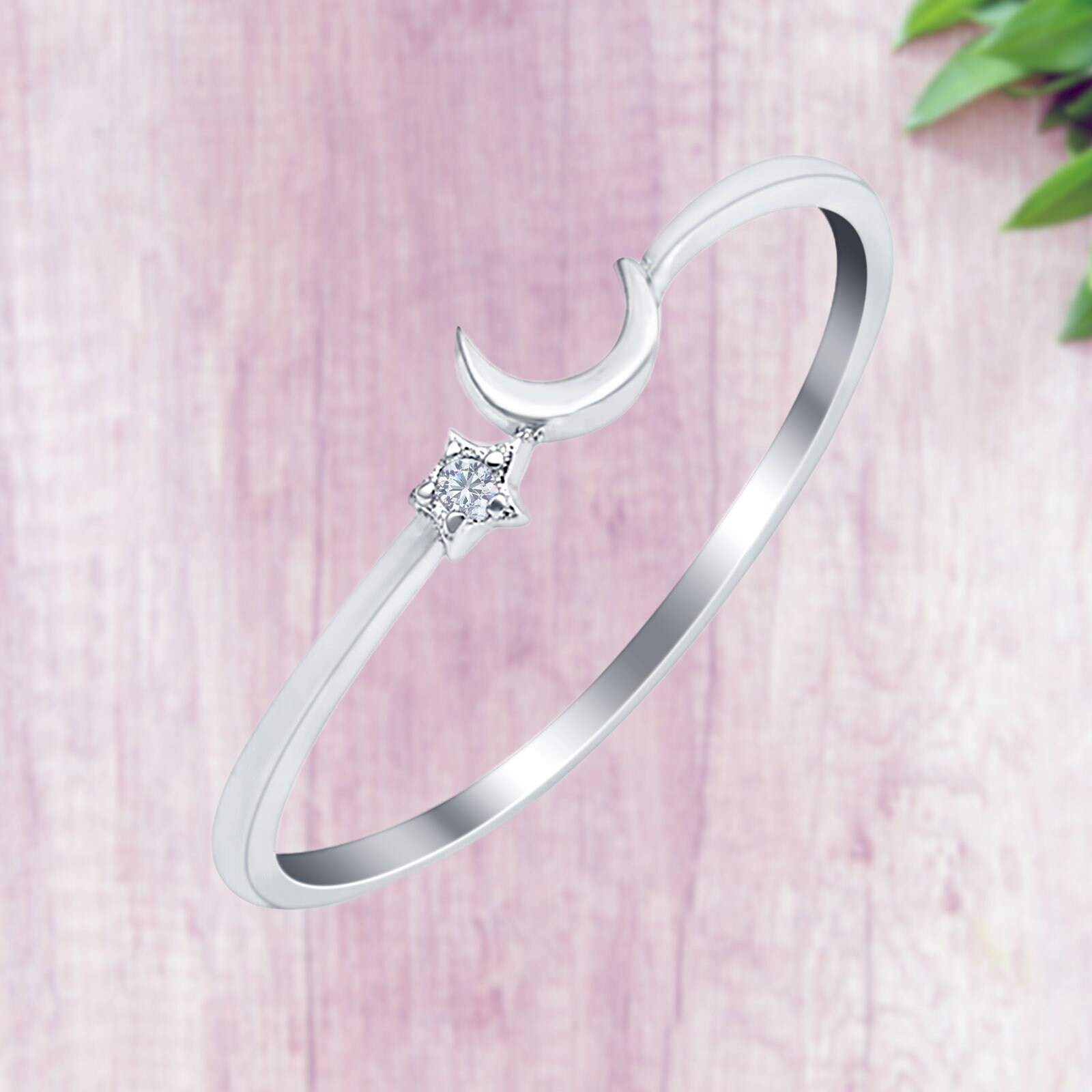 925 Sterling Silver Dainty Ring Moon Ring Star Ring | Etsy