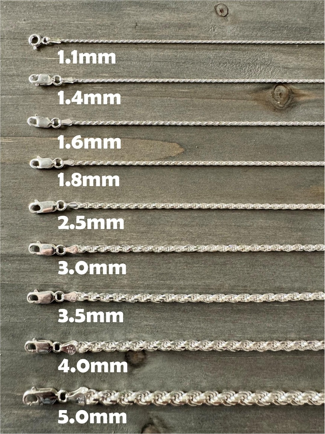 925 Sterling Silver Rope Chain, Silver Lobster Clasp Chain, Sterling ...