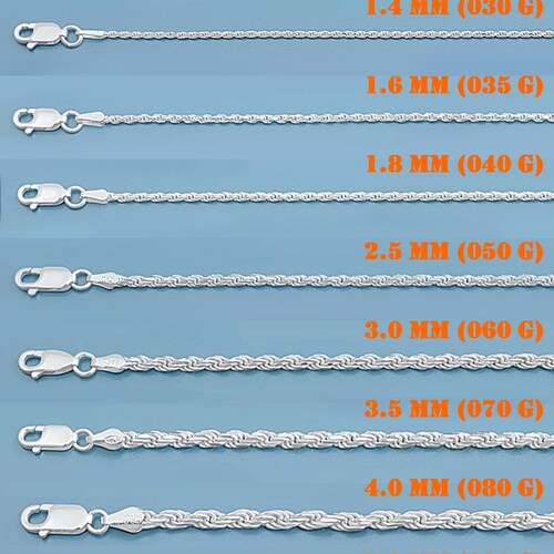36 Inch Sterling Silver 1.6mm Rope Chain Necklace Made in - Etsy