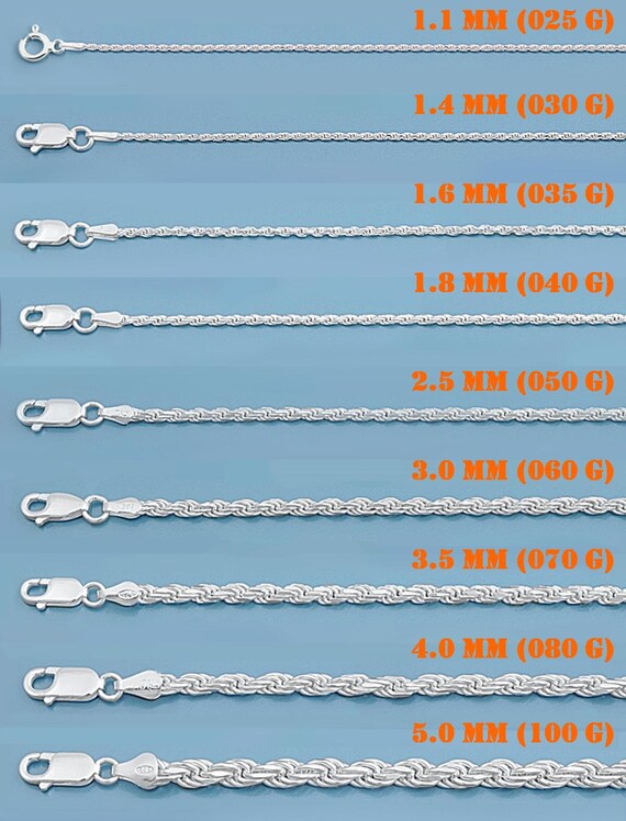 925 Sterling Silver Rope Chain Silver Lobster Clasp Chain - Etsy