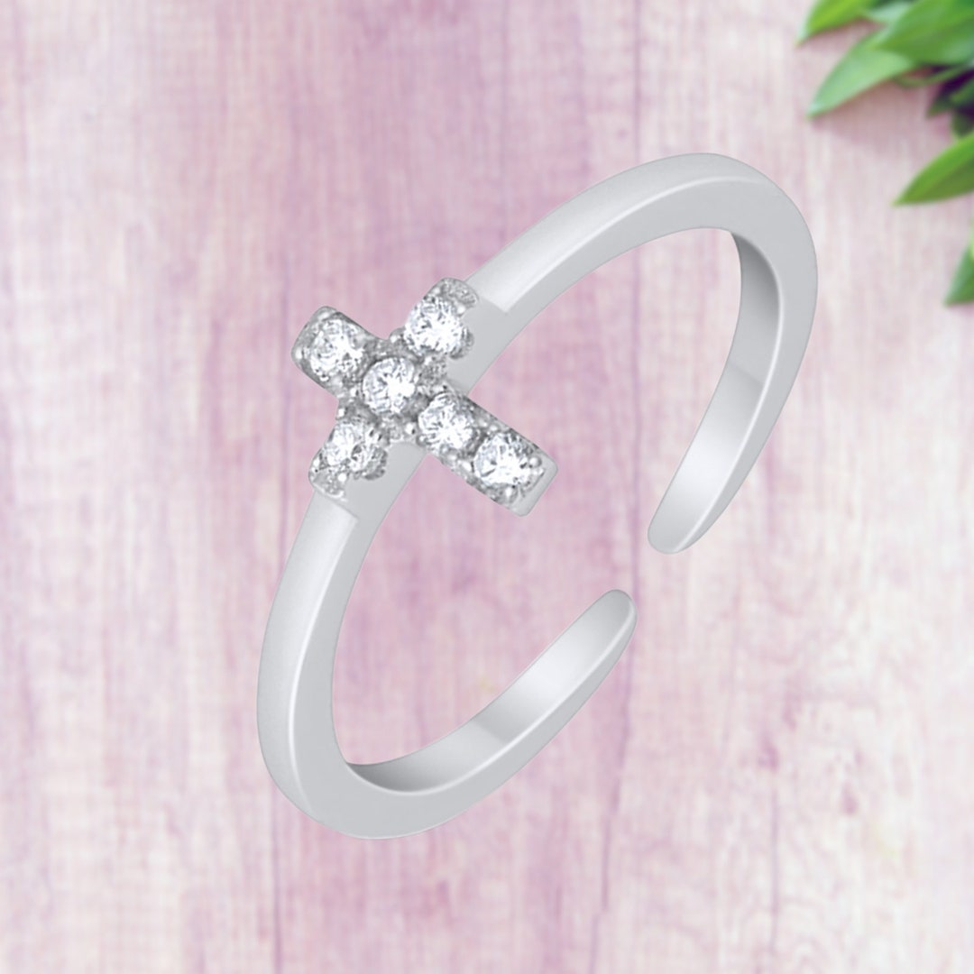925 Sterling Silver Cross Toe Ring, Silver Ring, Religious Cross Toe ...