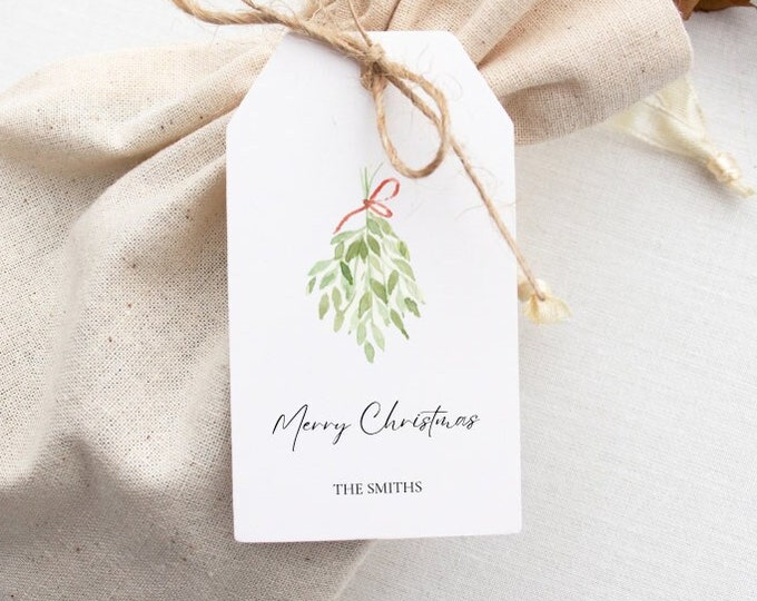 Christmas Mistletoe Gift Tags Handmade Paper Hang Tags Winter Greeting ...
