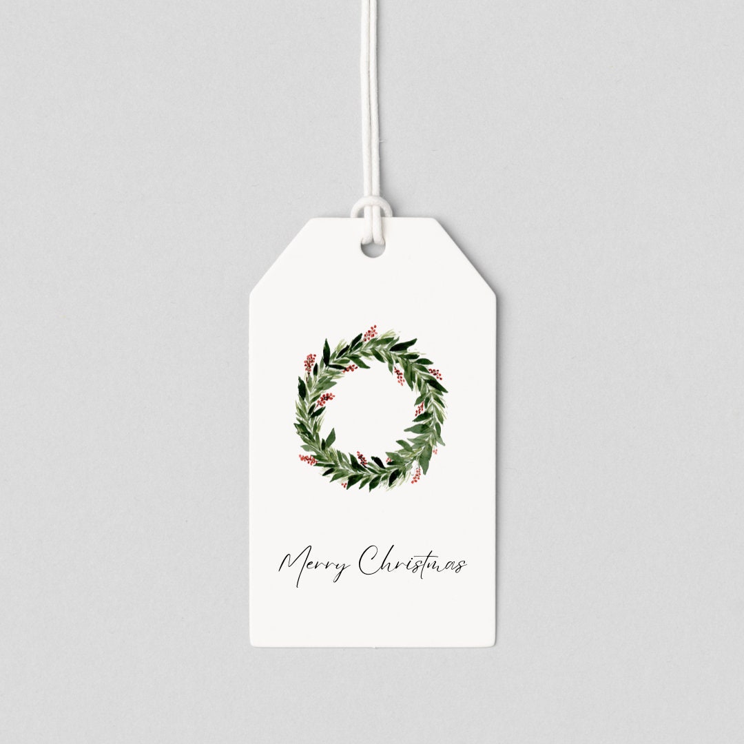Christmas Wreath Gift Tags Personalized Gift Tag - Etsy