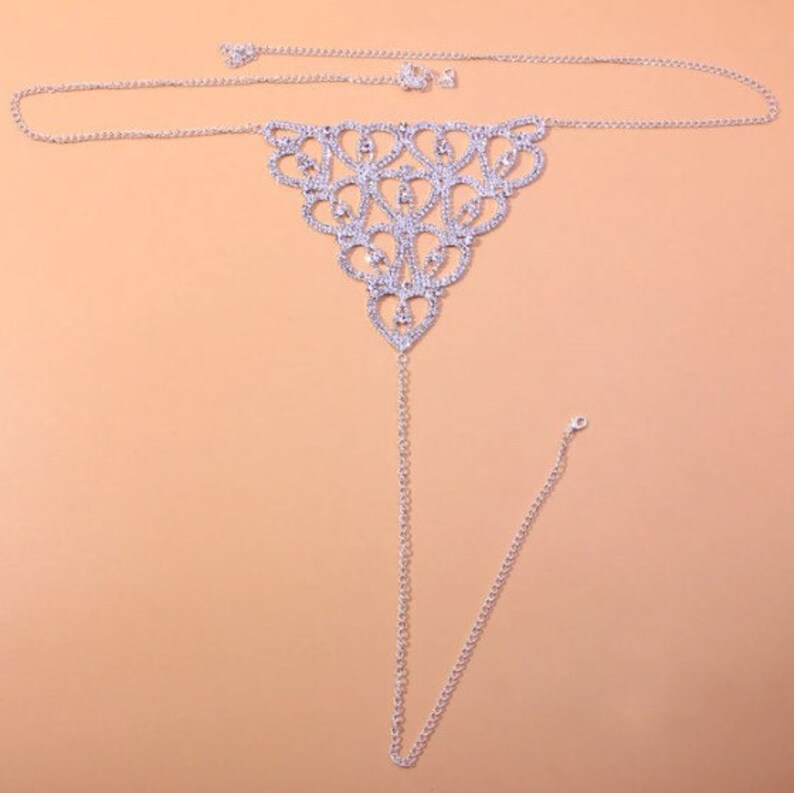 Sexy Heart Rhinestone Thong Underwear Belly Chain Simple Waist Etsy