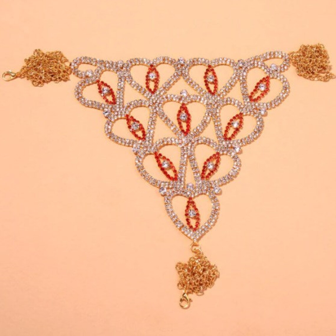 Sexy Heart Rhinestone Thong Underwear Belly Chain Simple Waist Etsy