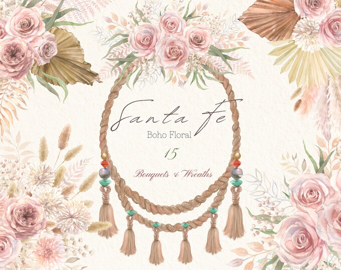 Flores rosas Boho, Flor de acuarela, Flor Boho PNG, Flor Rosa Boho ...