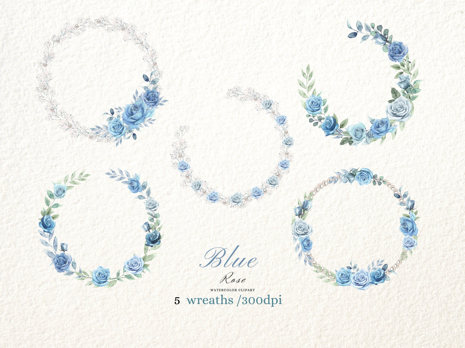 Watercolor Dusty Blue Rose Gray Blue Roses Floral Wreath - Etsy