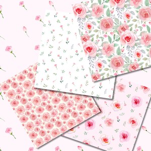 Watercolor Pink Rose Seamless Pattern: Floral Digital Paper (digital ...