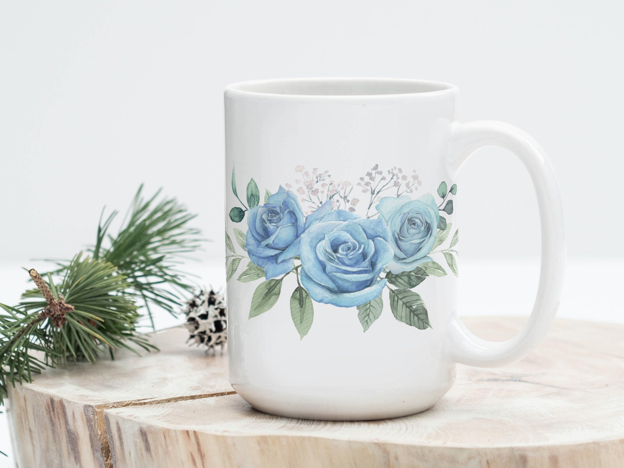 Watercolor Dusty Blue Rose Gray Blue Roses Floral Wreath - Etsy