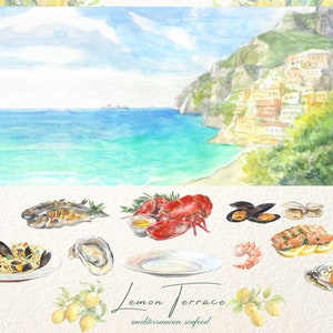 Lemon Watercolor Clipart, Amalfi Lemon Terrace, Lemon Vine, Lemonade ...