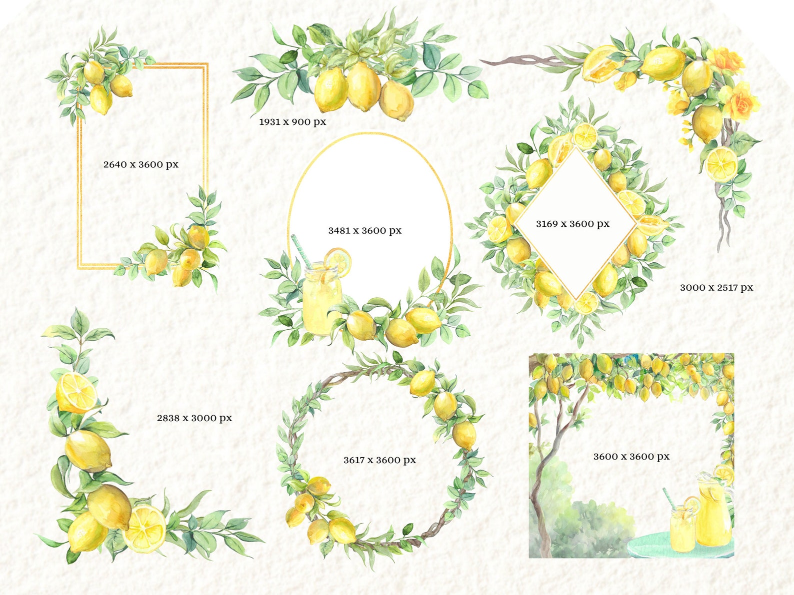 Watercolor Lemon Clipart Lemon Vine Lemon Greenery Bouquets - Etsy