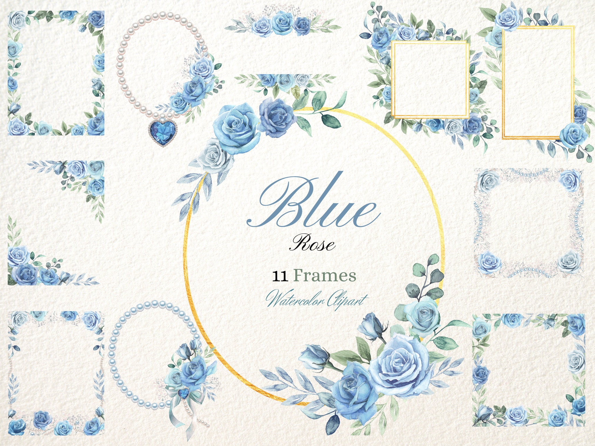 Blue Rose Corner Border