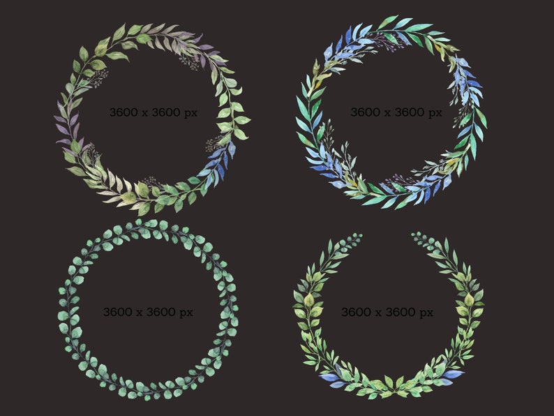 Watercolor Leaves Clipart Greenery Botanical Foliage PNG - Etsy