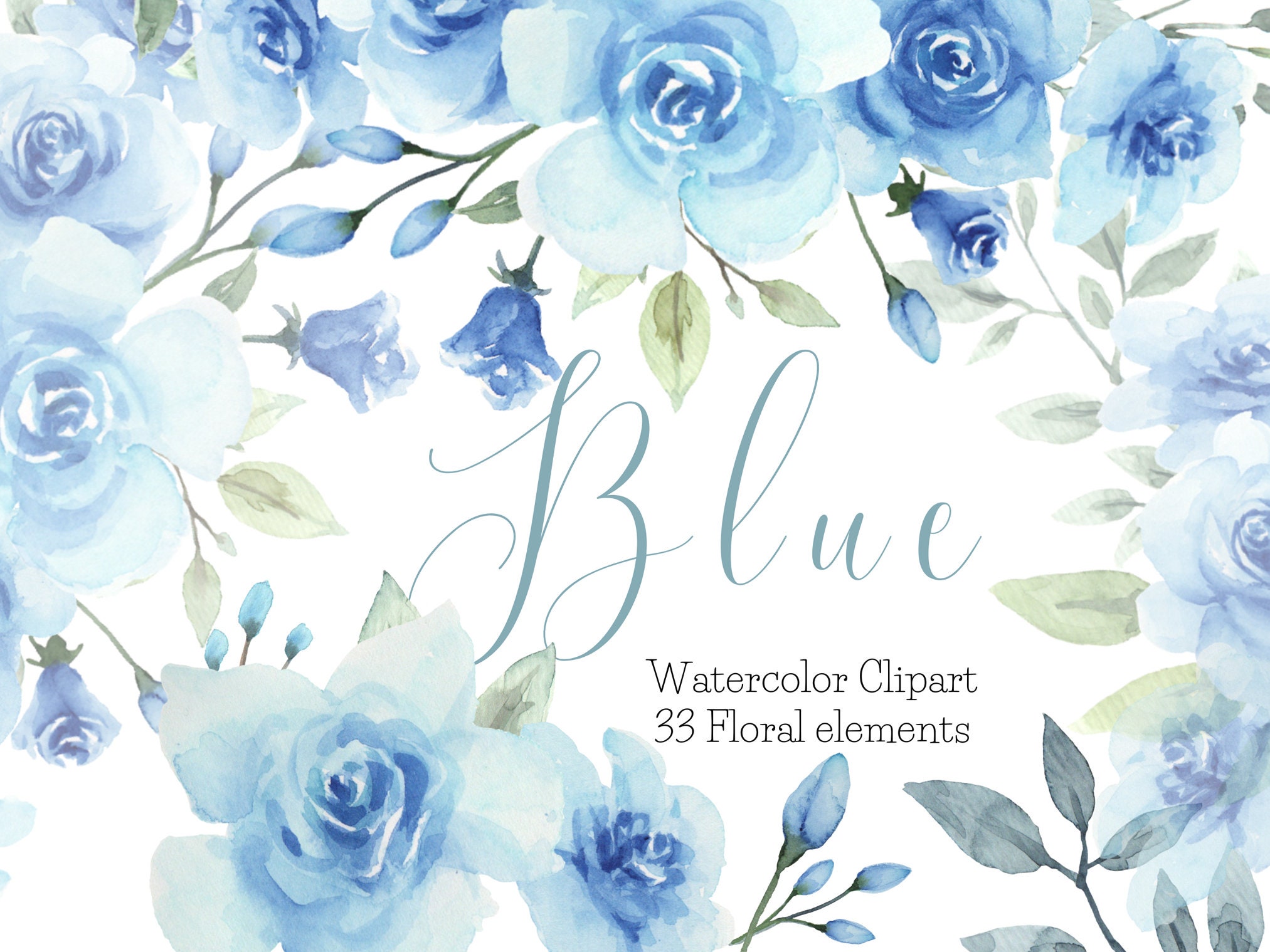 Blue Rose Corner Border