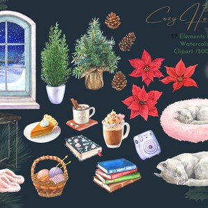 Watercolor Christmas Clipart, Cozy Winter Holiday Home, Christmas ...
