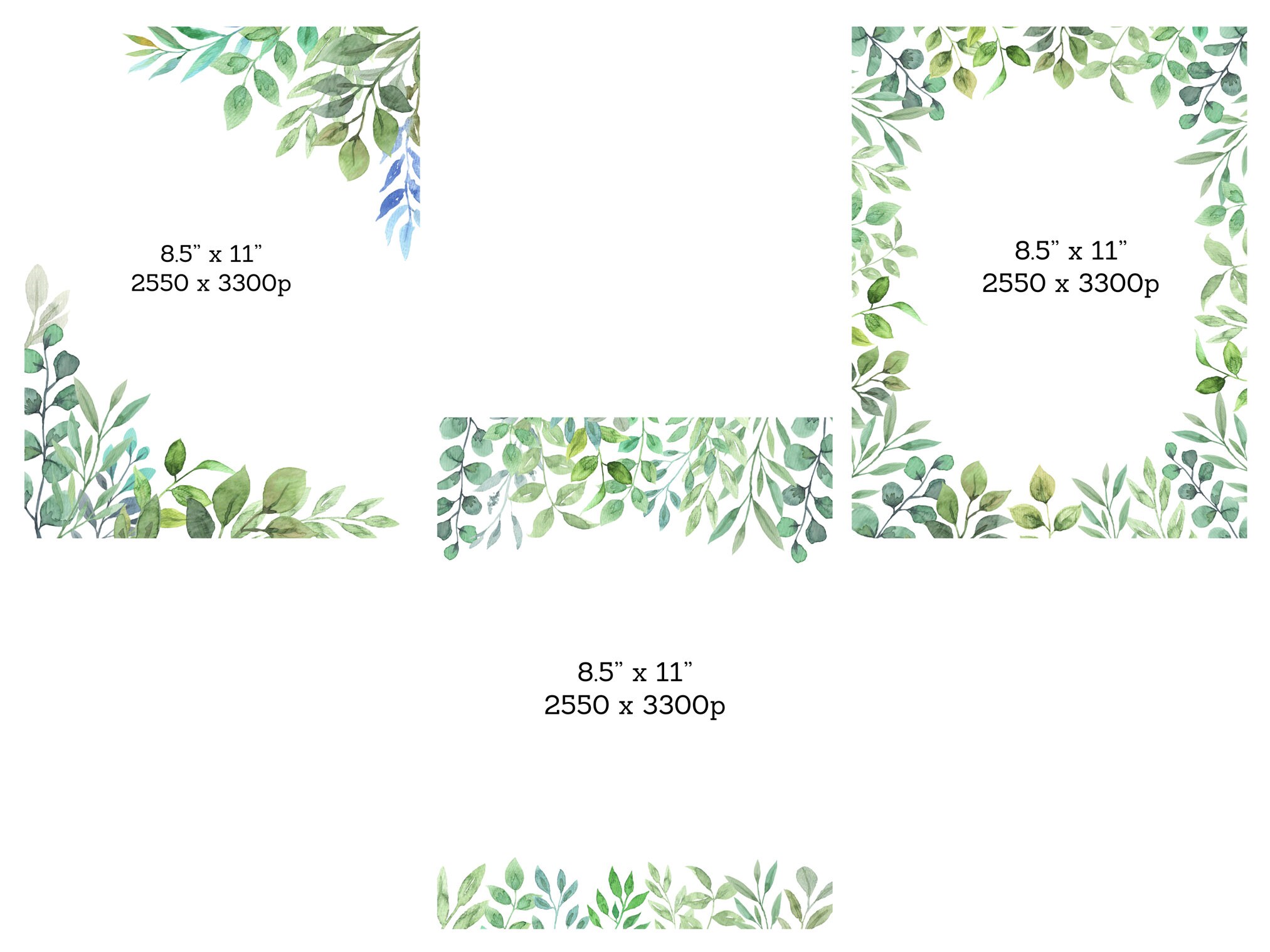 Watercolor Leaves Clipart Greenery Botanical Foliage PNG - Etsy