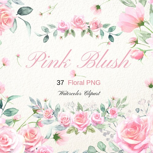 Watercolor Pink Roses Clipart Valentine's Day Flower Clip - Etsy