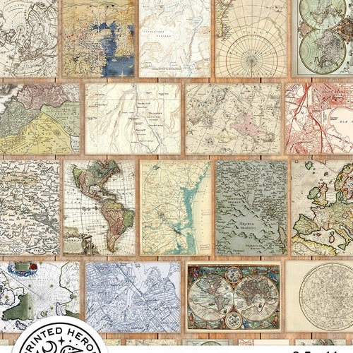 Printable Vintage Map Pages Old Junk Journal Paper Digital - Etsy