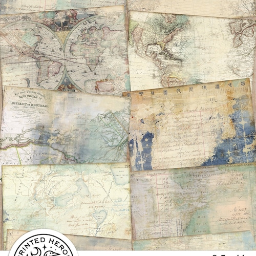 Printable Vintage Map Pages Old Junk Journal Paper Digital - Etsy