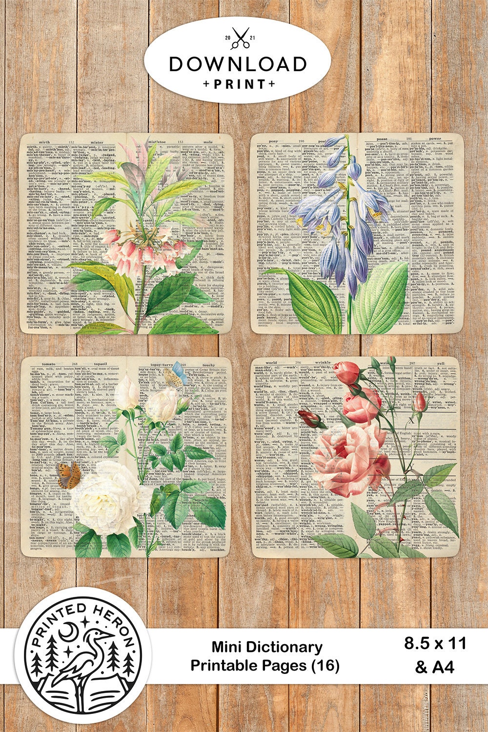 Printable Mini Dictionary Art Prints Junk Journal Supplies - Etsy