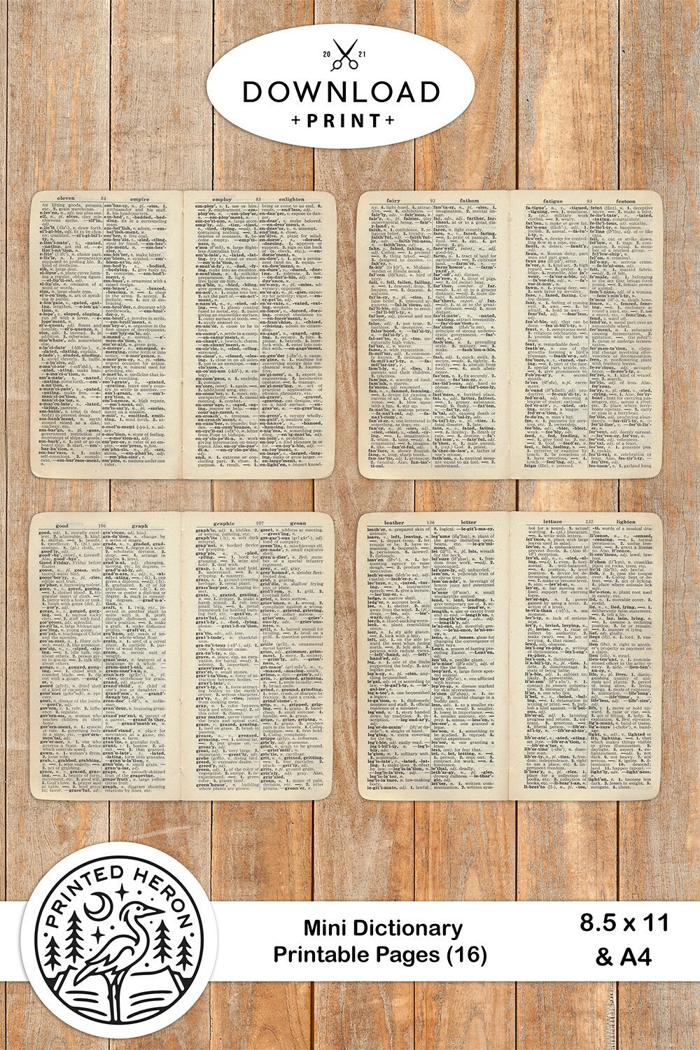 Printable Mini Dictionary Art Prints Junk Journal Supplies - Etsy