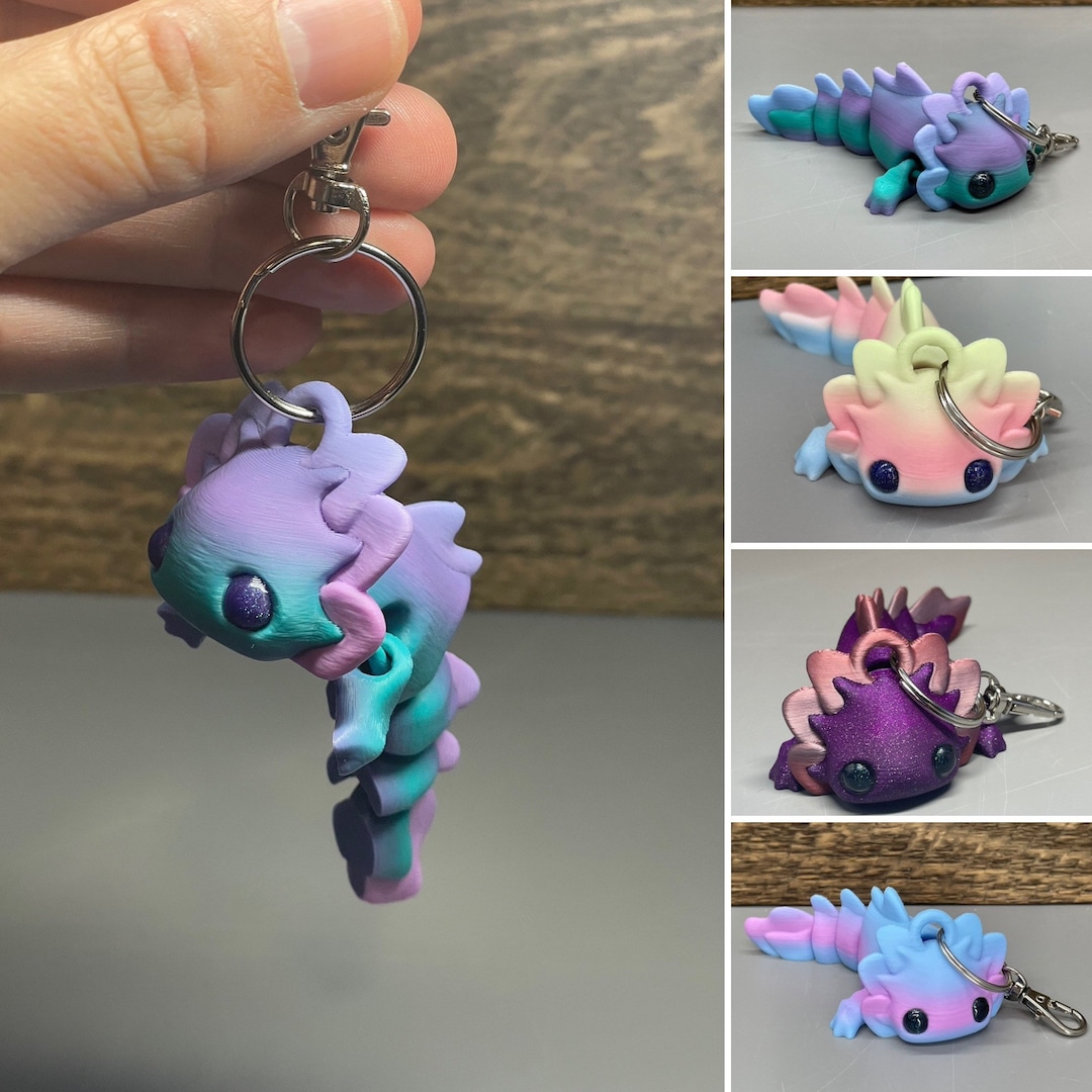 Adorable 3D Printed Articulating Axolotl Tadpole Keychain - Etsy