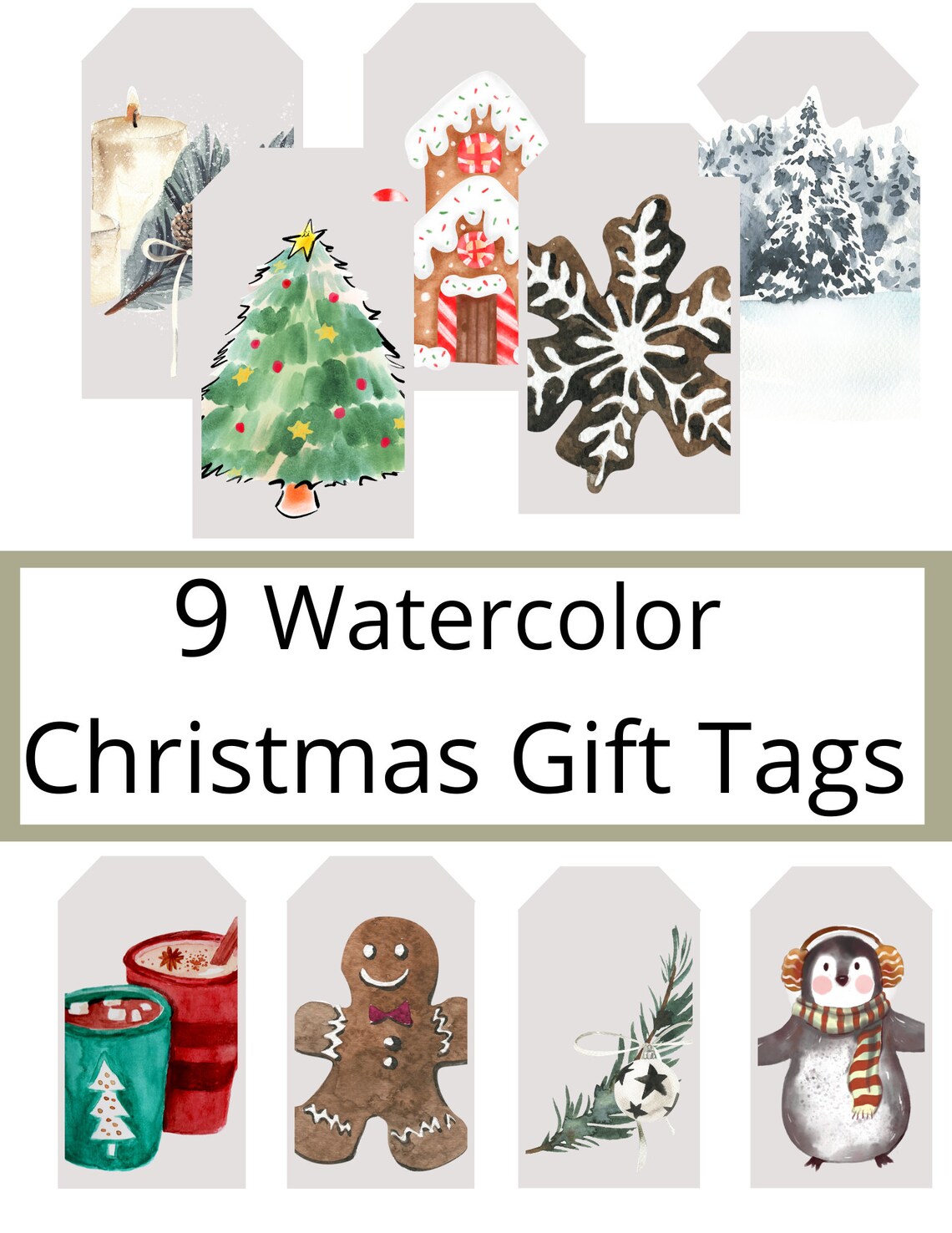 Printable Christmas Gift Tag Set of 9 Tag Template - Etsy