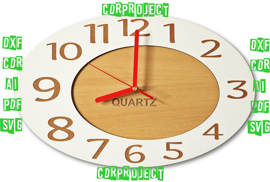 WandUHR, DXF Datei, Laser Cut, cdr, Uhr pläne, Moderne Uhr, Dxf Uhr ...