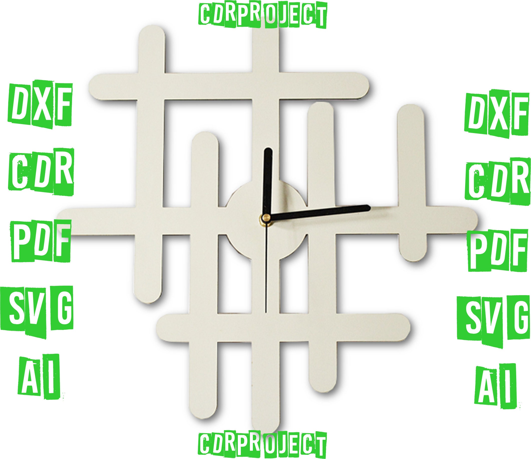 Wall CLOCK, DXF File, Laser Cut, Cdr, Clock Plans, Modern Clock, Dxf ...