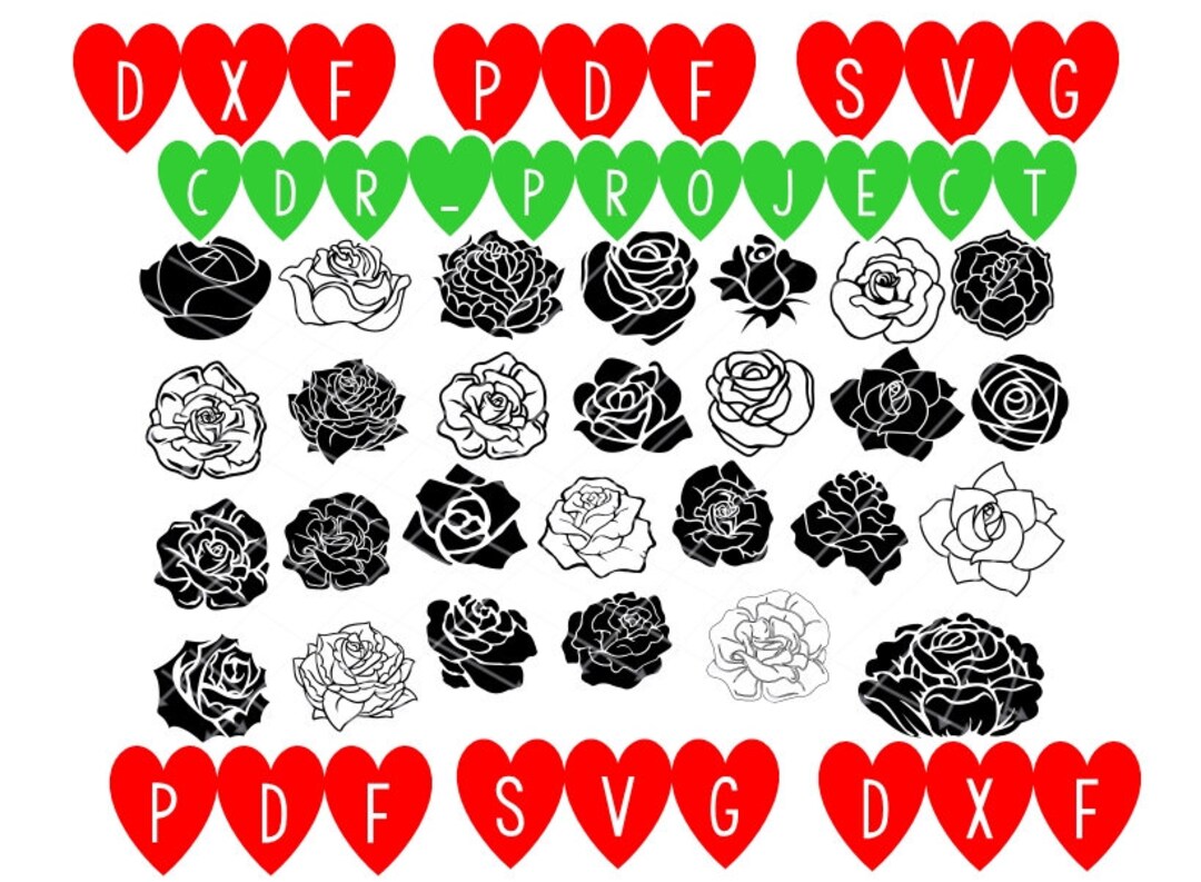 Roses SVG Bundle Roses SVG Cut File Roses Template SVG Rose Bouquet ...