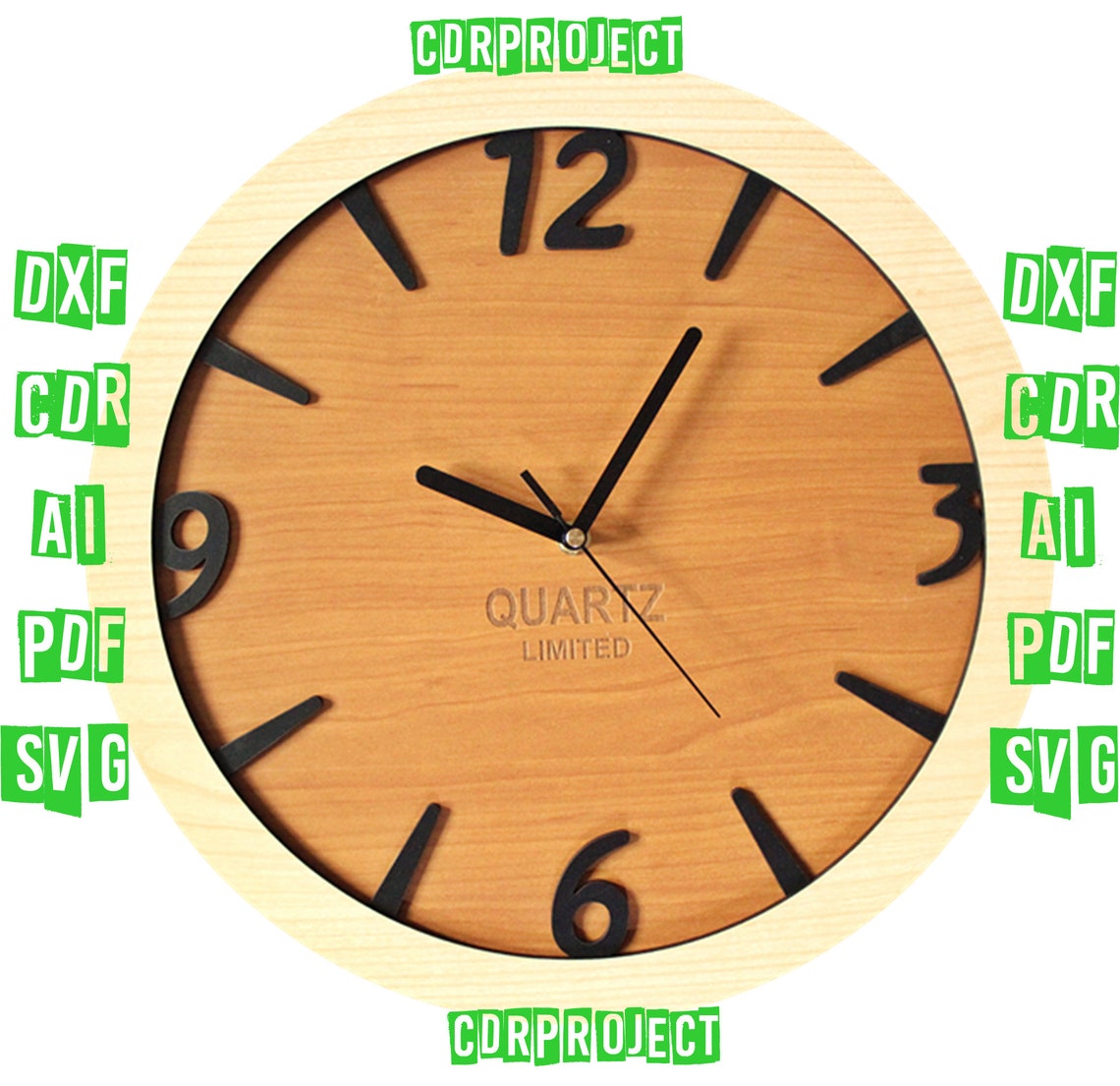 Wall CLOCK, DXF File, Laser Cut, Clock Plans, Modern Clock, Dxf Clock ...
