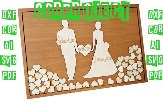 Shaped Wedding Guest Book Cirkle DXF svg pdf cdr DROP BOX With | Etsy