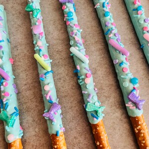 12 Mermaid Theme Chocolate Covered Pretzel Rods - Etsy