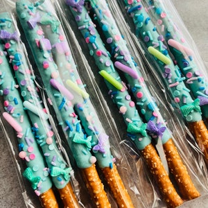 12 Mermaid Theme Chocolate Covered Pretzel Rods - Etsy