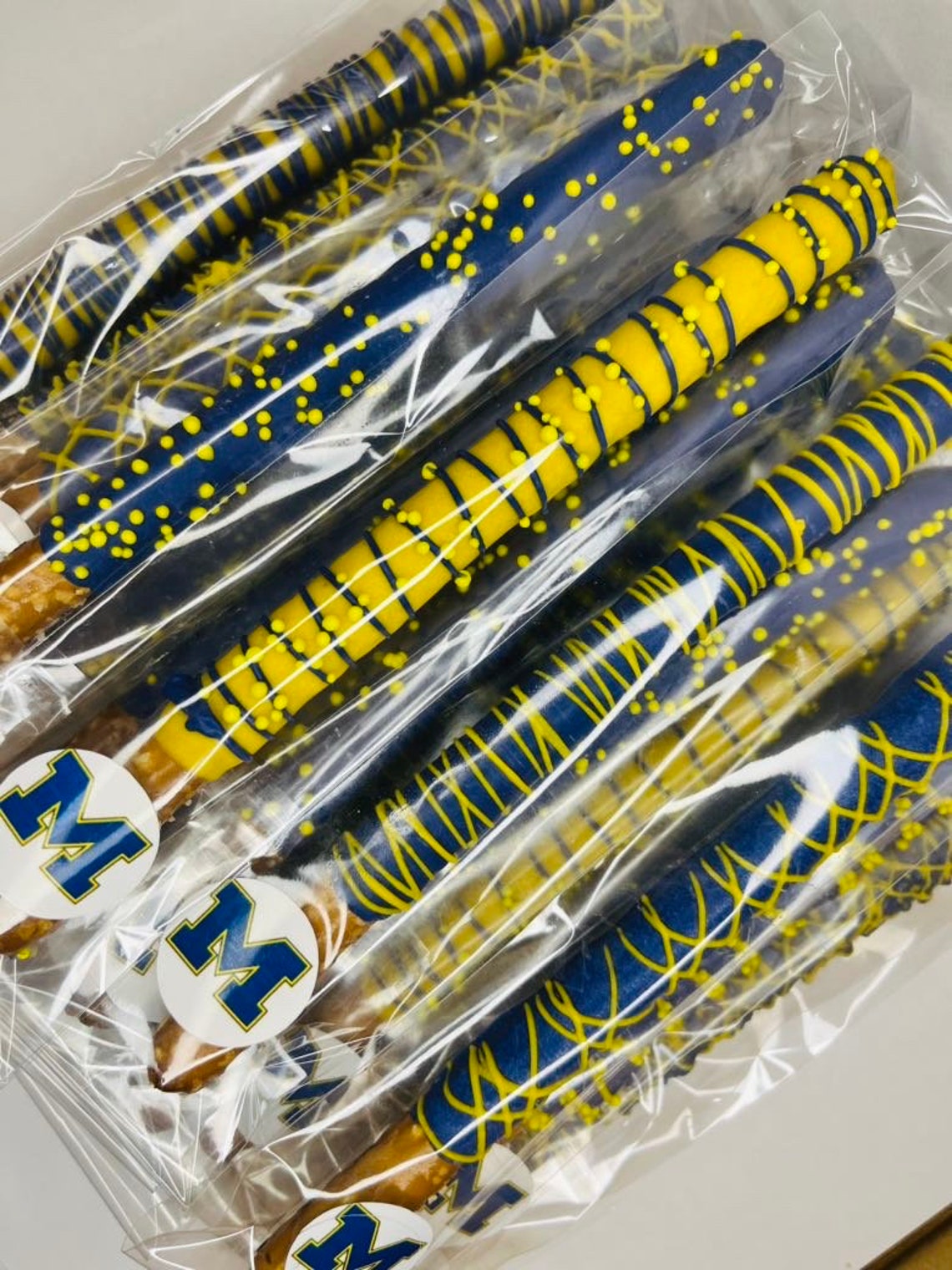 University of Michigan Chocolate Dipped Pretzels University - Etsy