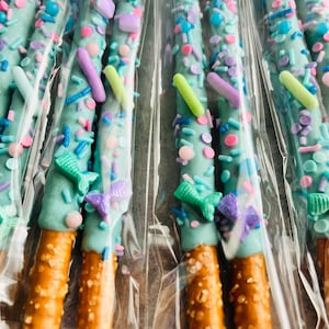 12 Mermaid Theme Chocolate Covered Pretzel Rods - Etsy