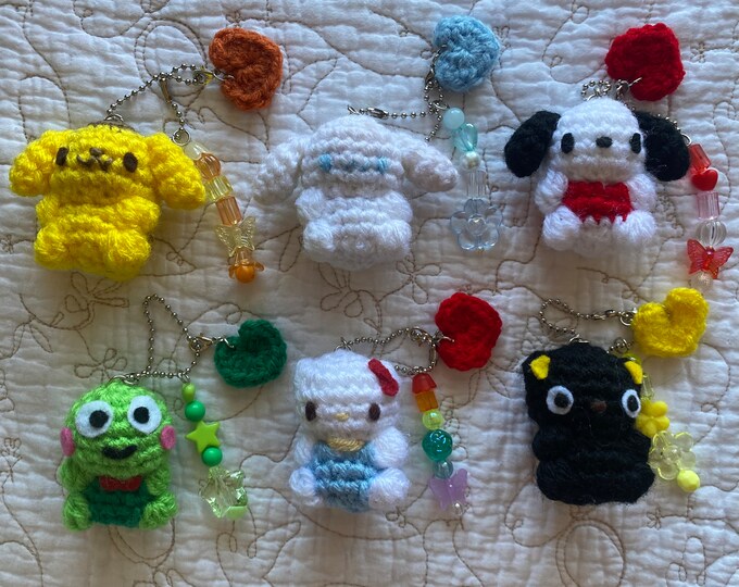 Crochet Sanrio Character Keychains- Cute Hello Kitty Cinnamoroll ...