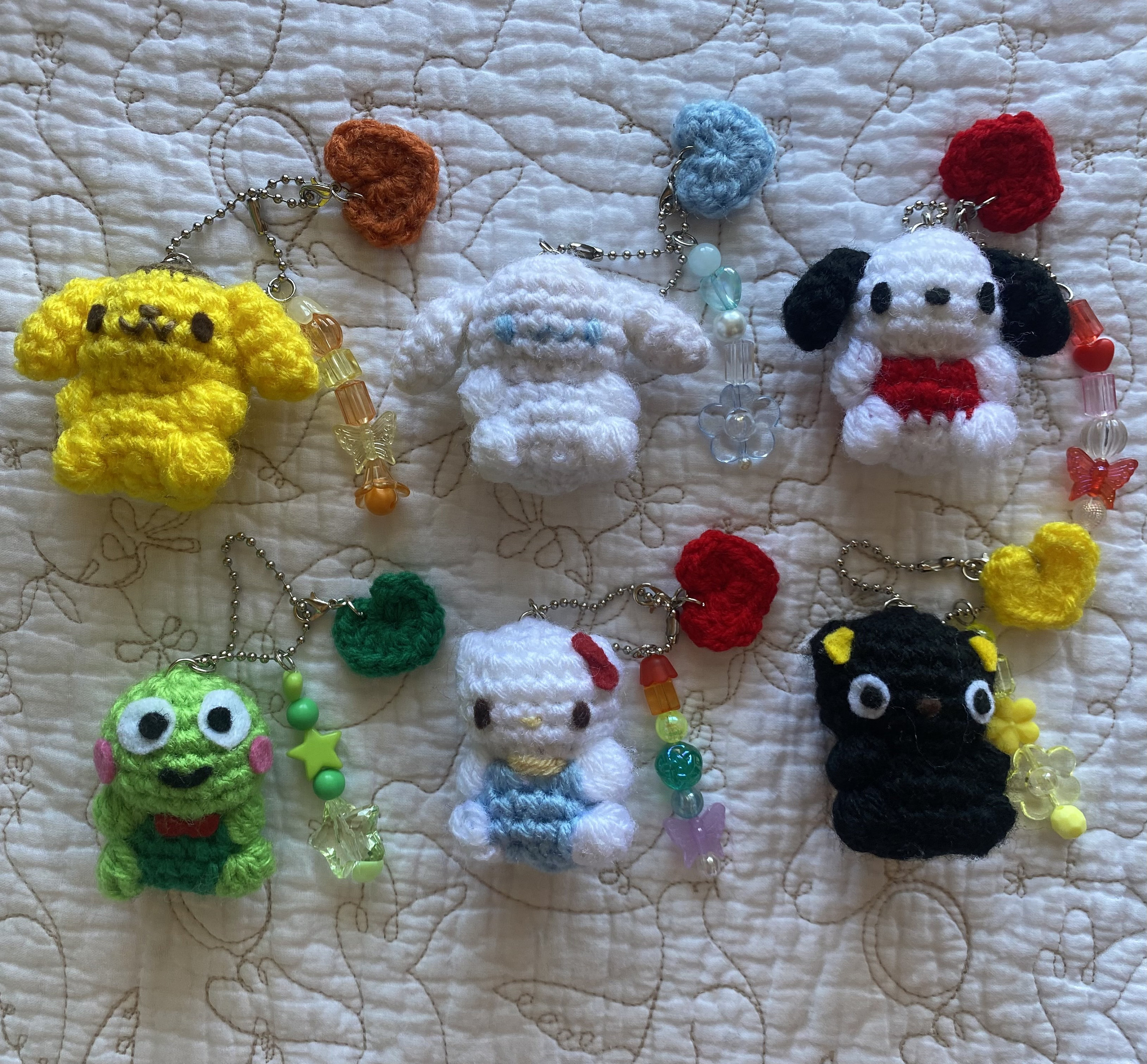 Crochet Sanrio Character Keychains Cute Hello Kitty Cinnamoroll ...