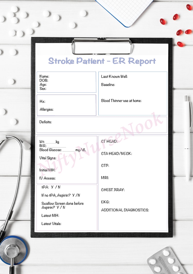 Emergency Room Nurse Report Sheet | Organizational Tool for ER Nurses ...