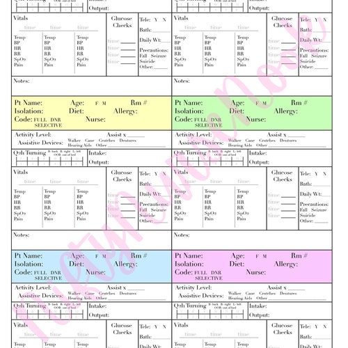 6 Patient Nurse Report Sheet/brain Sheet - Etsy