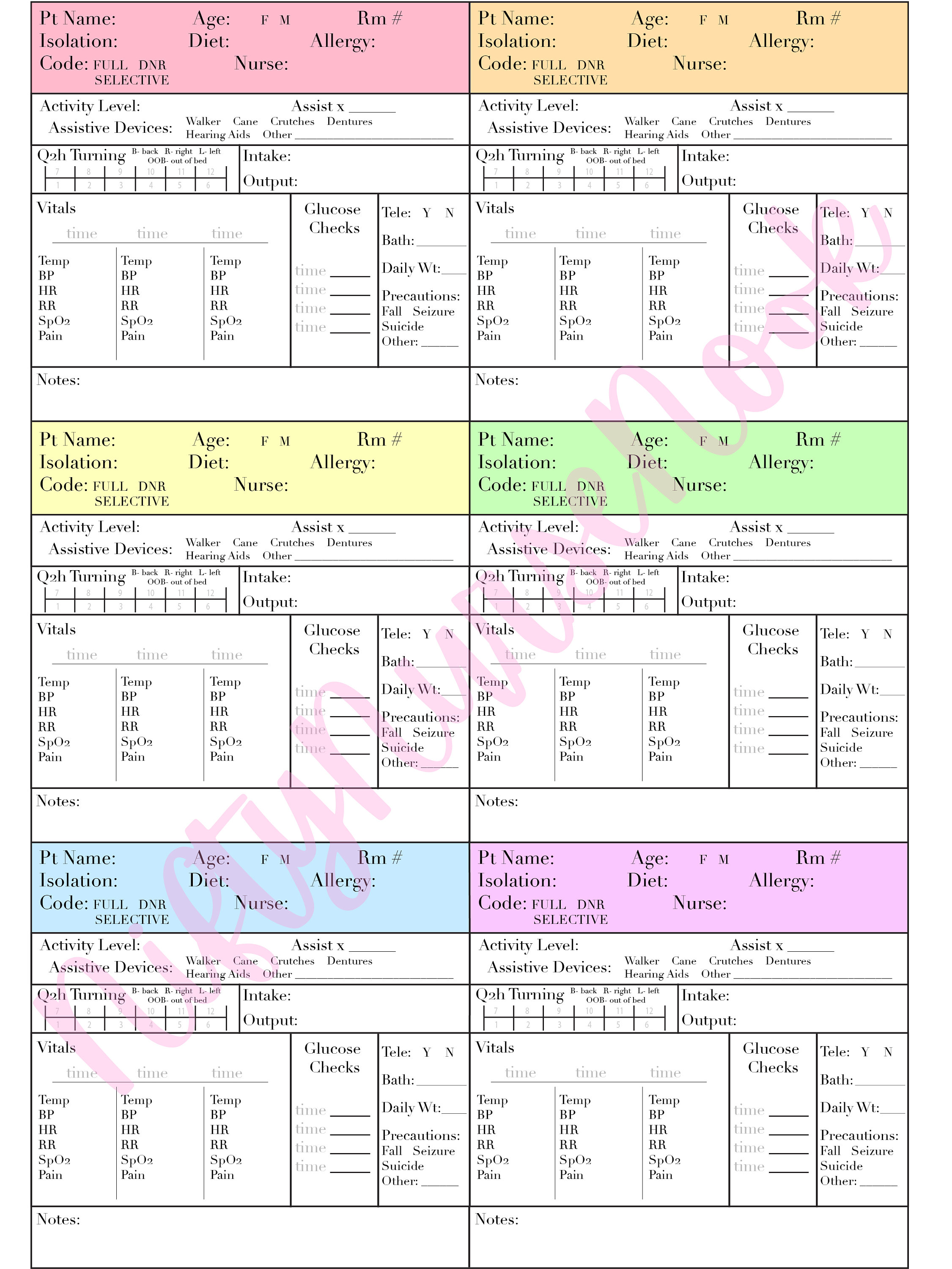 6 Patient Report Sheet- Perfect for Techs & Nurses | Organizational ...