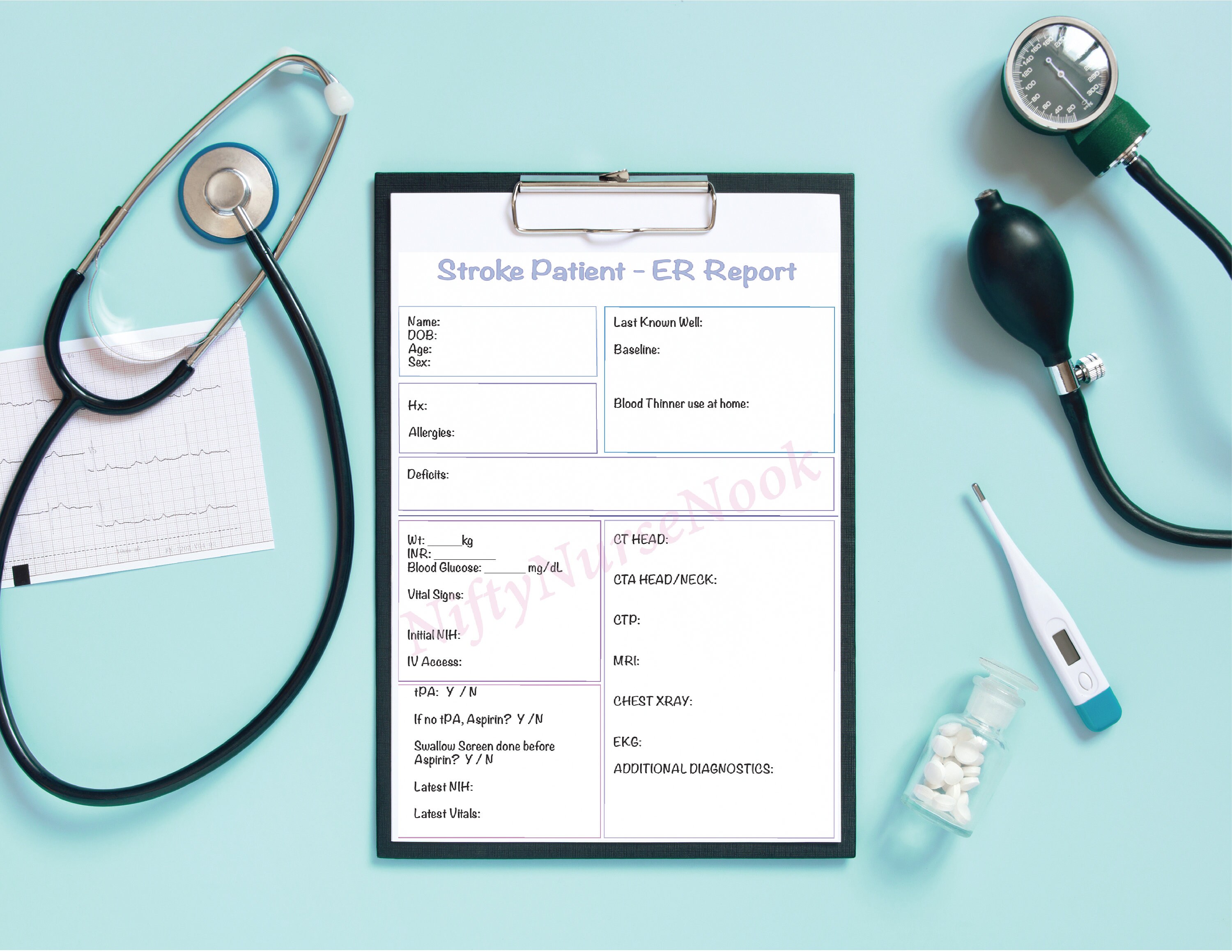Emergency Room Nurse Report Sheet | Organizational Tool for ER Nurses ...