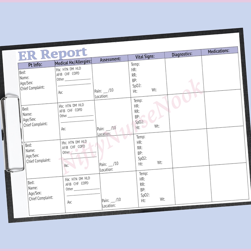 Er Report Sheet - Etsy